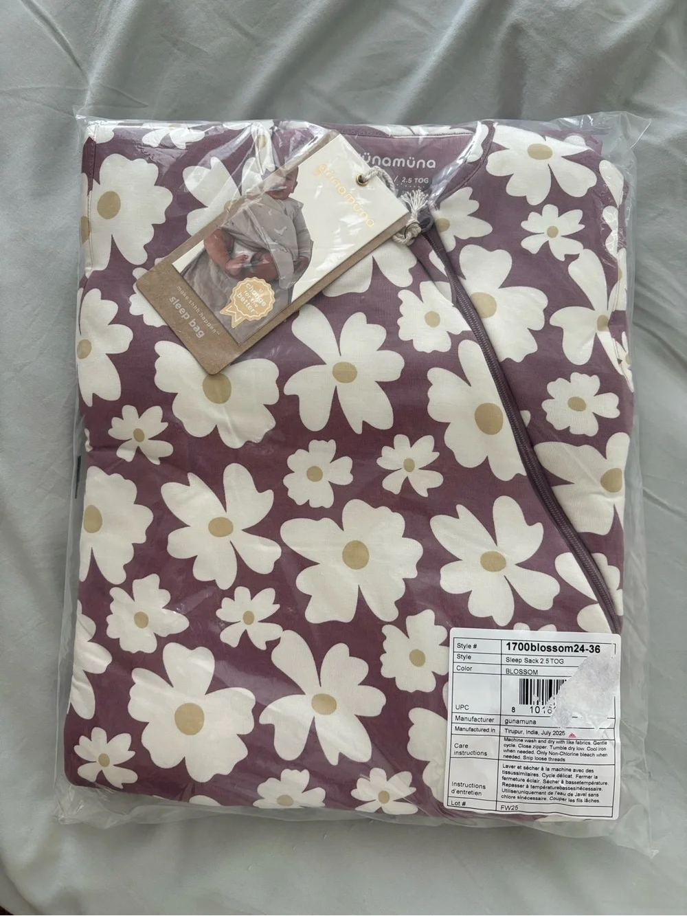 Gunamuna | Pajamas | New Gunamuna Blossom Sleep Sack 25 Tog Size 2436m ...